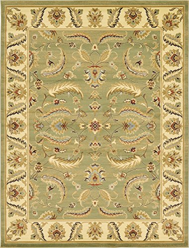 Unique Loom Voyage Collection Traditional Oriental Classic Intricate Floral Design Area Rug, 9 ft 12 ft, Light Green/Ivory