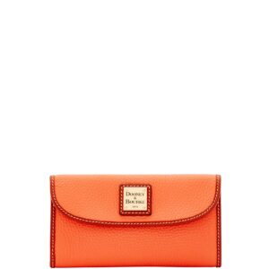 dooney & bourke women's continental clutch in pebble grain leather, trifold wallet with multiple card holder, red