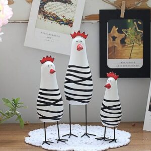 Greencherry Wood Cute Chicken Chook Carving Figurines for Home Decor Pack of 3 Pcs