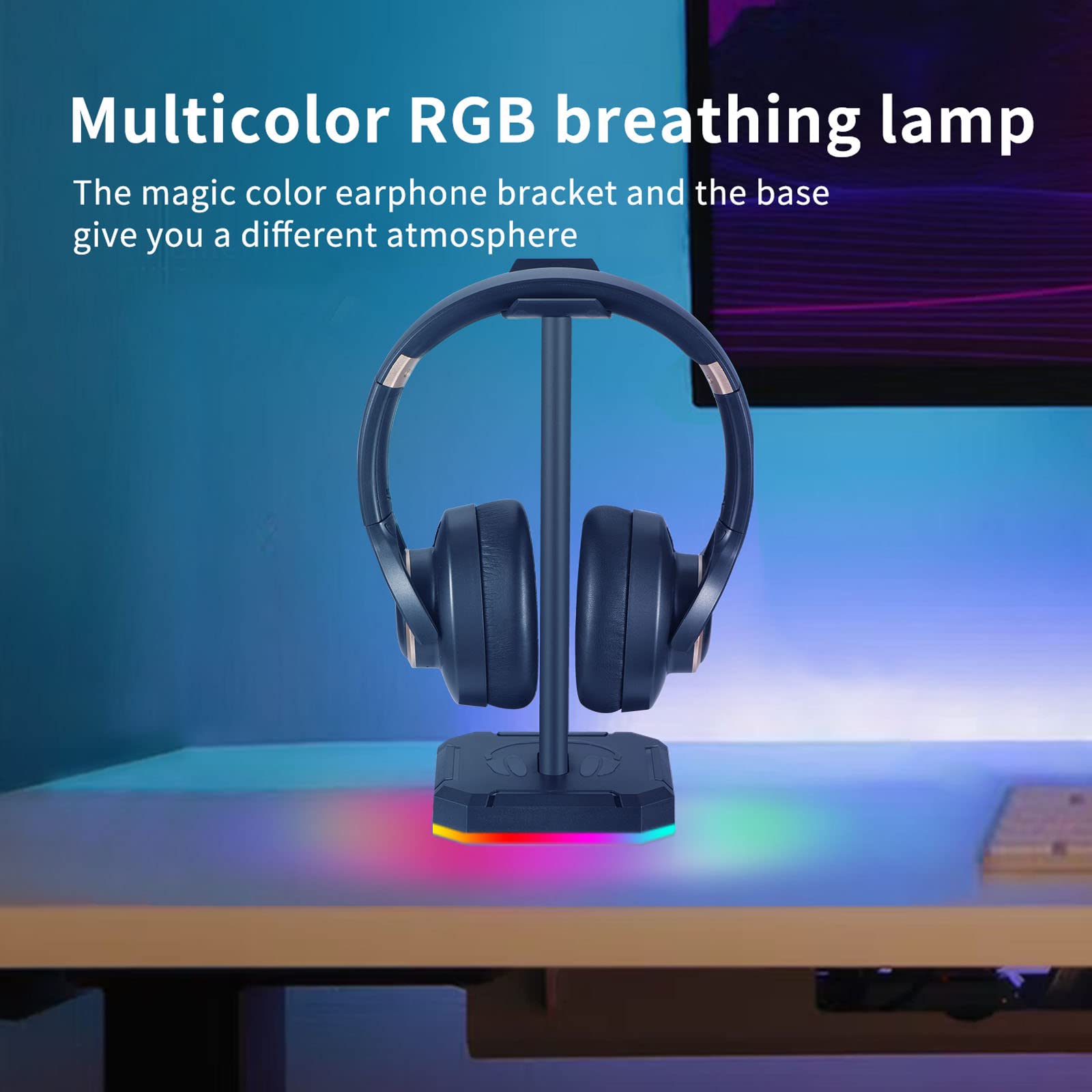 Headphone Stand with RGB Lights,Desktop Gaming Headset Holder for Most Headphone Controller