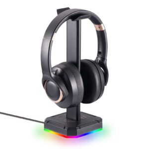 headphone stand with rgb lights,desktop gaming headset holder for most headphone controller