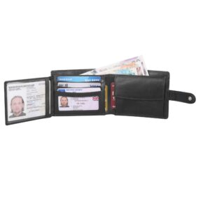 RAS WALLETS Men's Modern, Black, 12cm x 9.5cm