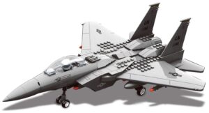 top race interlocking building f15 fighter jet airplane model toy kit blocks set | 15 x 11.81 x 3.19 inches | ideal for ages 3 and up | create your own fighter jet with this exciting building set