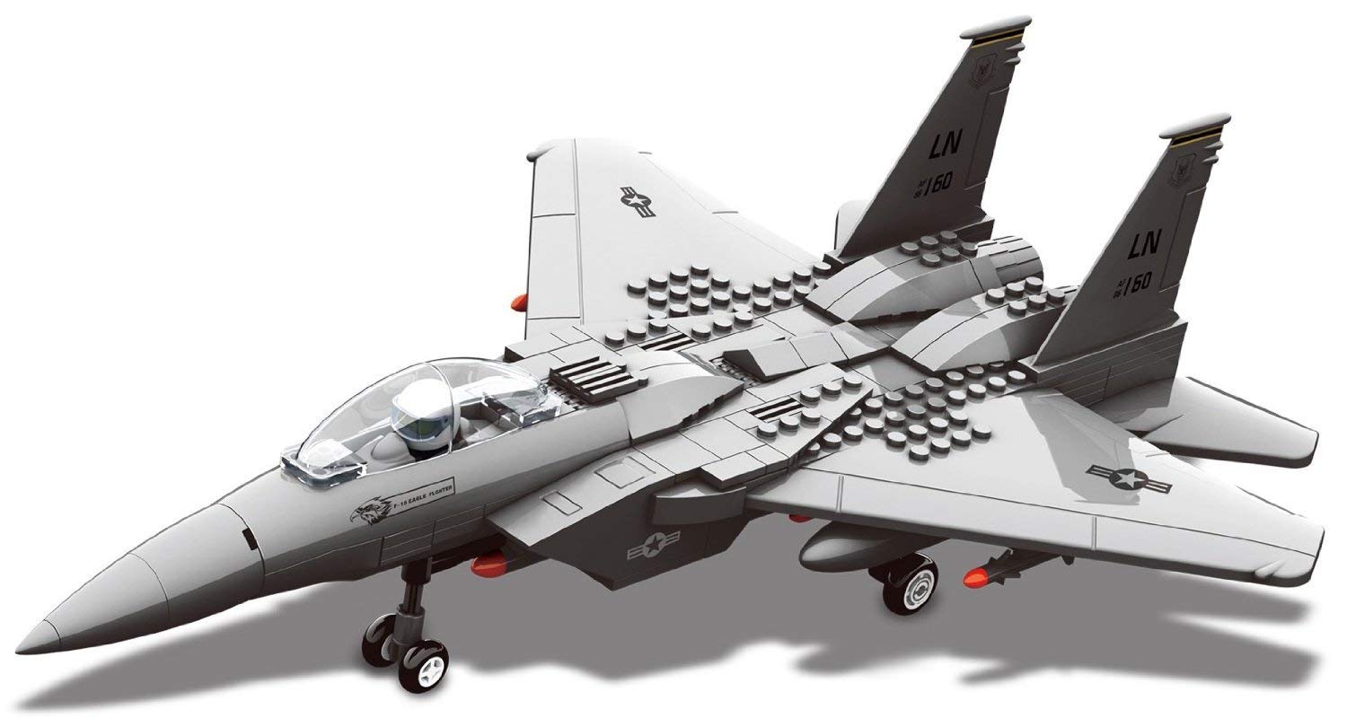 Top Race Interlocking Building F15 Fighter Jet Airplane Model Toy Kit Blocks Set | 15 x 11.81 x 3.19 inches | Ideal for Ages 3 and Up | Create Your Own Fighter Jet with This Exciting Building Set