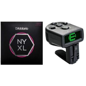 d'addario nyxl extra light guitar strings and ns micro tuner bundle