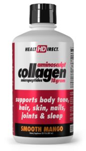 health direct aminosculpt sugar-free collagen supplement - high potency medical-grade protein for hair, skin, nails & joints, grass-fed, non-gmo, liquid collagen - smooth mango - 30 fl oz