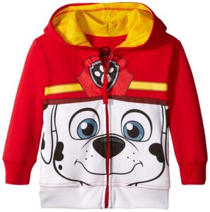 nickelodeon toddler boys' paw patrol character big face zip-up hoodies, marshall red, 4t