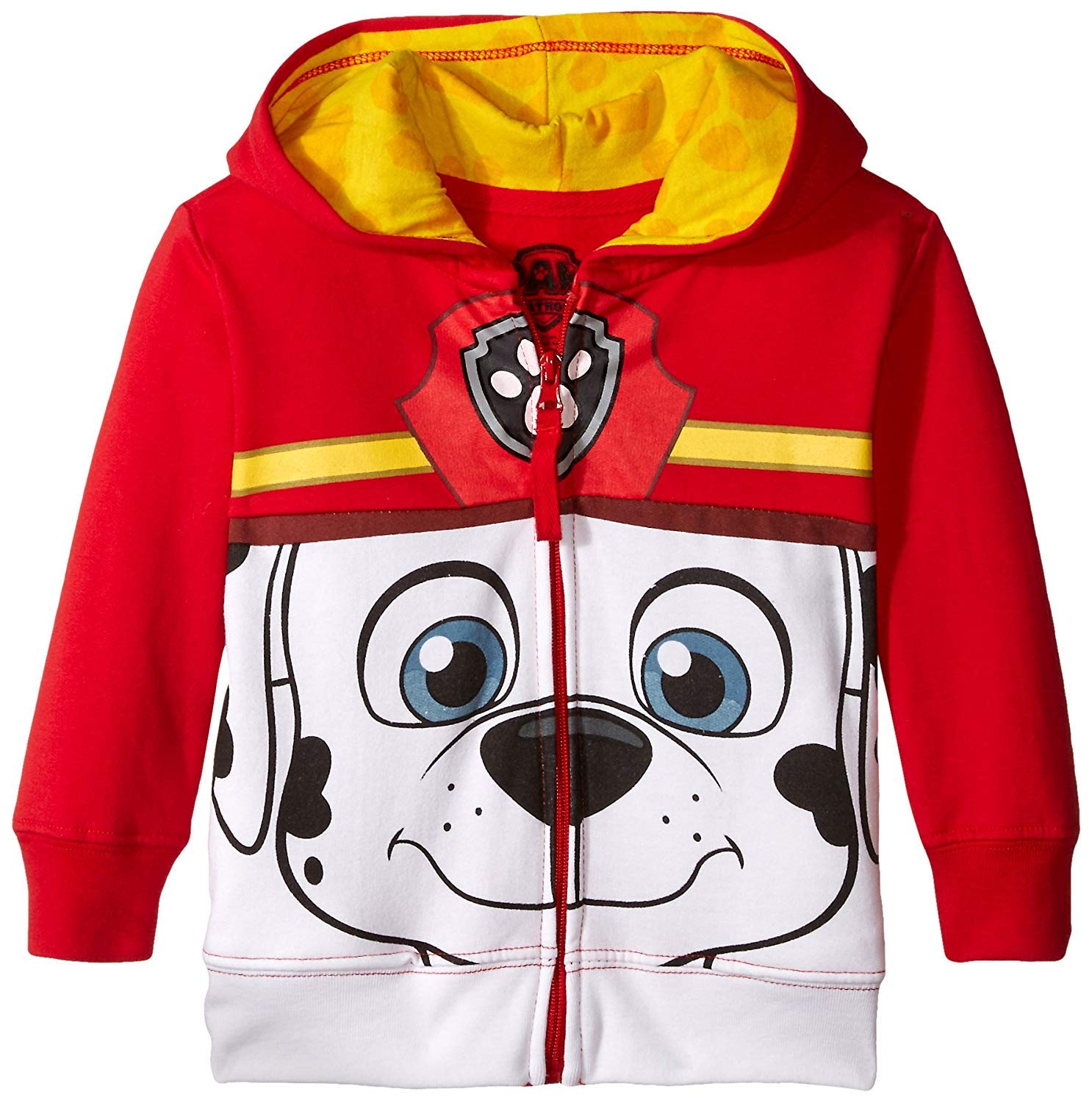 Nickelodeon Toddler Boys' Paw Patrol Character Big Face Zip-Up Hoodies, Marshall Red, 4T