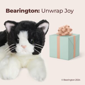 Bearington Collection Domino Cat 15 Inch Black Cat Stuffed Animal - Tuxedo Cat - Stuffed Cats That Look Real