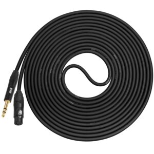 lyxpro 1/4” trs to xlr female microphone cable - 15 ft - black - for professional microphones and devices