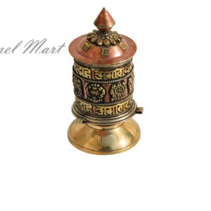 Table Top Copper Brass Tibetan Buddhist 8 Lucky Symbols Prayer Wheel