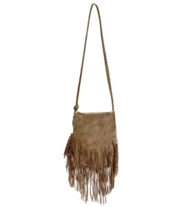 zlyc women bohemian dip dye leather fringe bag pouch tribal tassel cross body bag purse, khaki