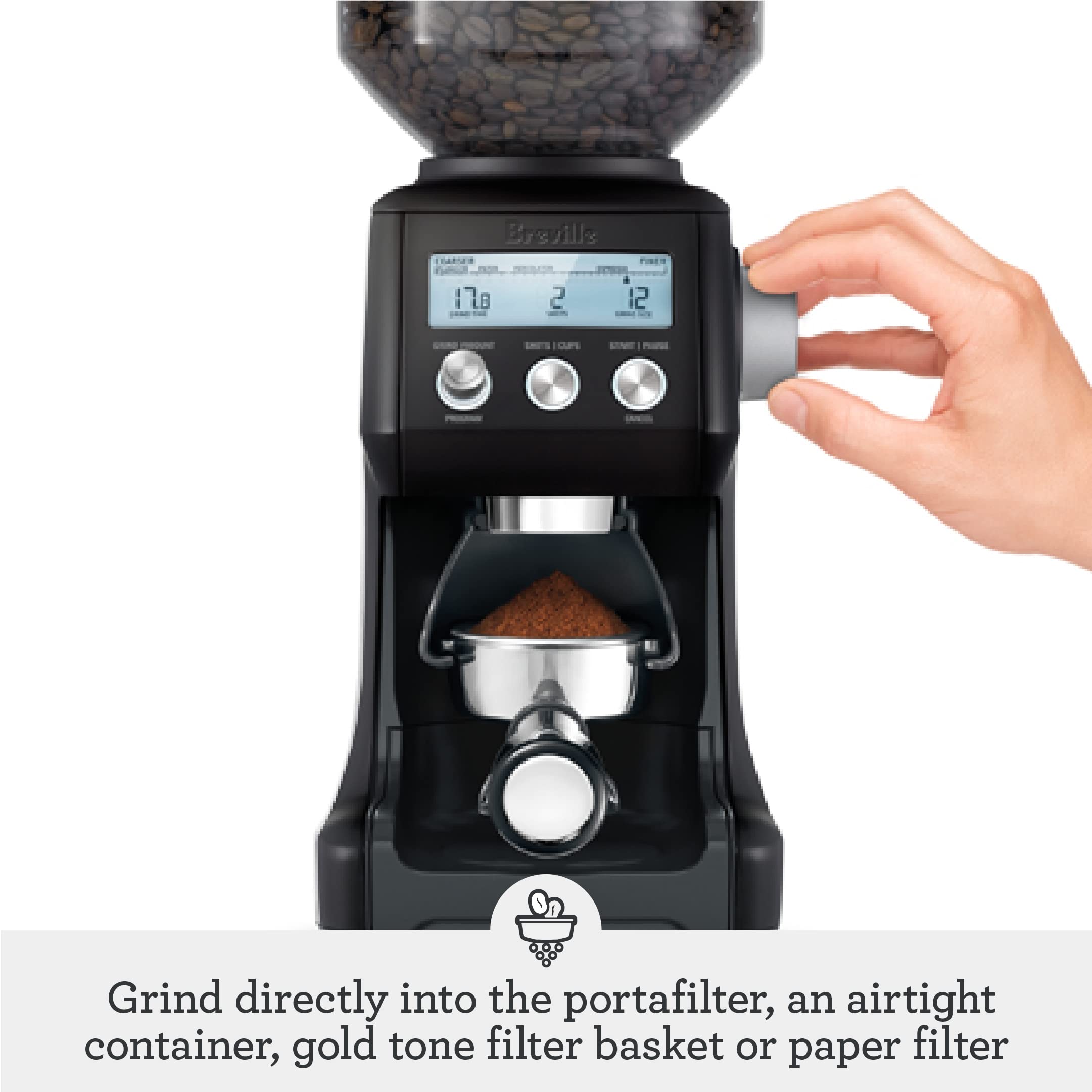 Breville Smart Grinder Pro Coffee Bean Grinder, BCG820BKSXL, Black Sesame