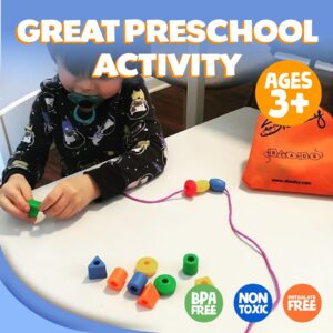 Skoolzy 30 Pcs Lacing Beads | Motor Skills Toys for Toddlers 3-5 | Lacing Toy or fine Motor Skills Toys for 3-4 Year Old | Toddler Beads Perfect as Teaching Lacing Toys | stringing Beads for Kids 3-5