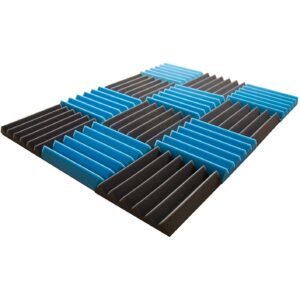 Pro Studio Acoustics - Blue/Charcoal - 12"x12"x2" Acoustic Wedge Foam Absorption Soundproofing Tiles - 12 Pack