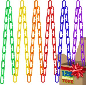 skoolzy 120 pcs plastic chain links for kindergarten, link and c clips for kindergarten math games, classroom must haves and fine motor toys, links for fine motor skills & kindergarten manipulatives