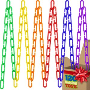 Skoolzy 120 Pcs Plastic Chain Links for Kindergarten, Link and C Clips for Kindergarten Math Games, Classroom Must Haves and Fine Motor Toys, Links for Fine Motor Skills & Kindergarten Manipulatives