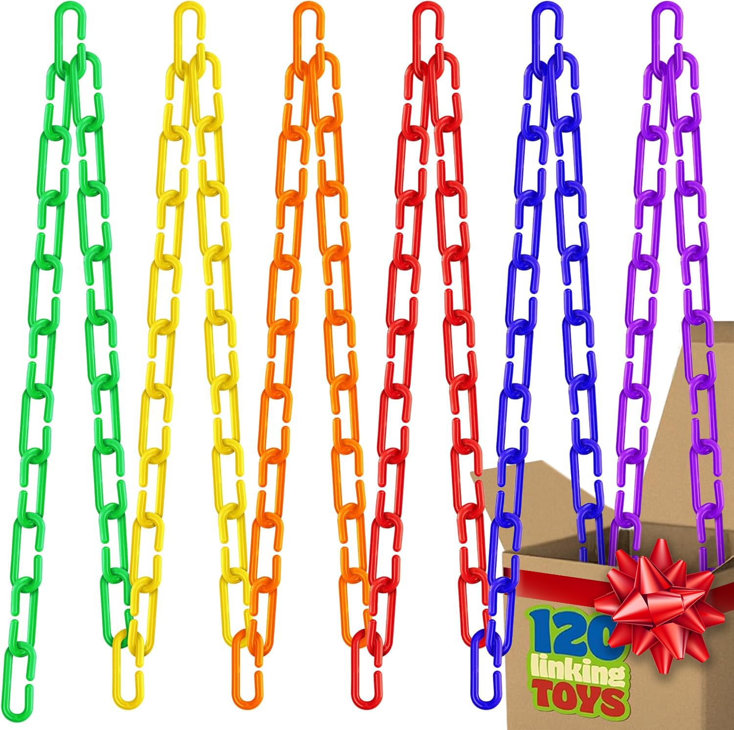 Skoolzy 120 Pcs Plastic Chain Links for Kindergarten, Link and C Clips for Kindergarten Math Games, Classroom Must Haves and Fine Motor Toys, Links for Fine Motor Skills & Kindergarten Manipulatives