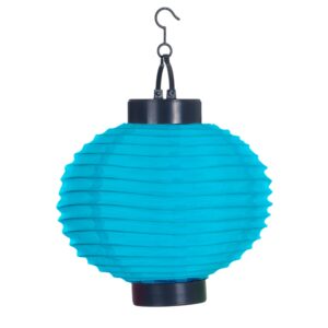 Pure Garden 50-19-B (Blue, Solar Outdoor Lantern-Hanging Nylon Rechargeable LED Chinese Lighting for Garden, Patio, Gazebo, or Backyard, Set of 4), 8" x 8" x 12"