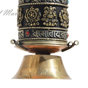 Table Top Copper Brass Tibetan Buddhist 8 Lucky Symbols Prayer Wheel