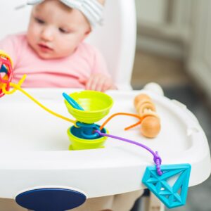 Grapple Suction Cup High Chair Toys Holder | 3 Toy Tethers Keep Toys from Falling | Holds Teethers, Toys, Snack Cups | for Babies 6-12 Months | Perfect for Travel and Restaurant