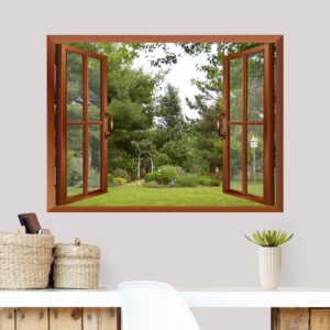 wall26 Beautiful Garden/Backyard View from Inside a Window Removable Wall Sticker/Wall Mural - 36"x48"