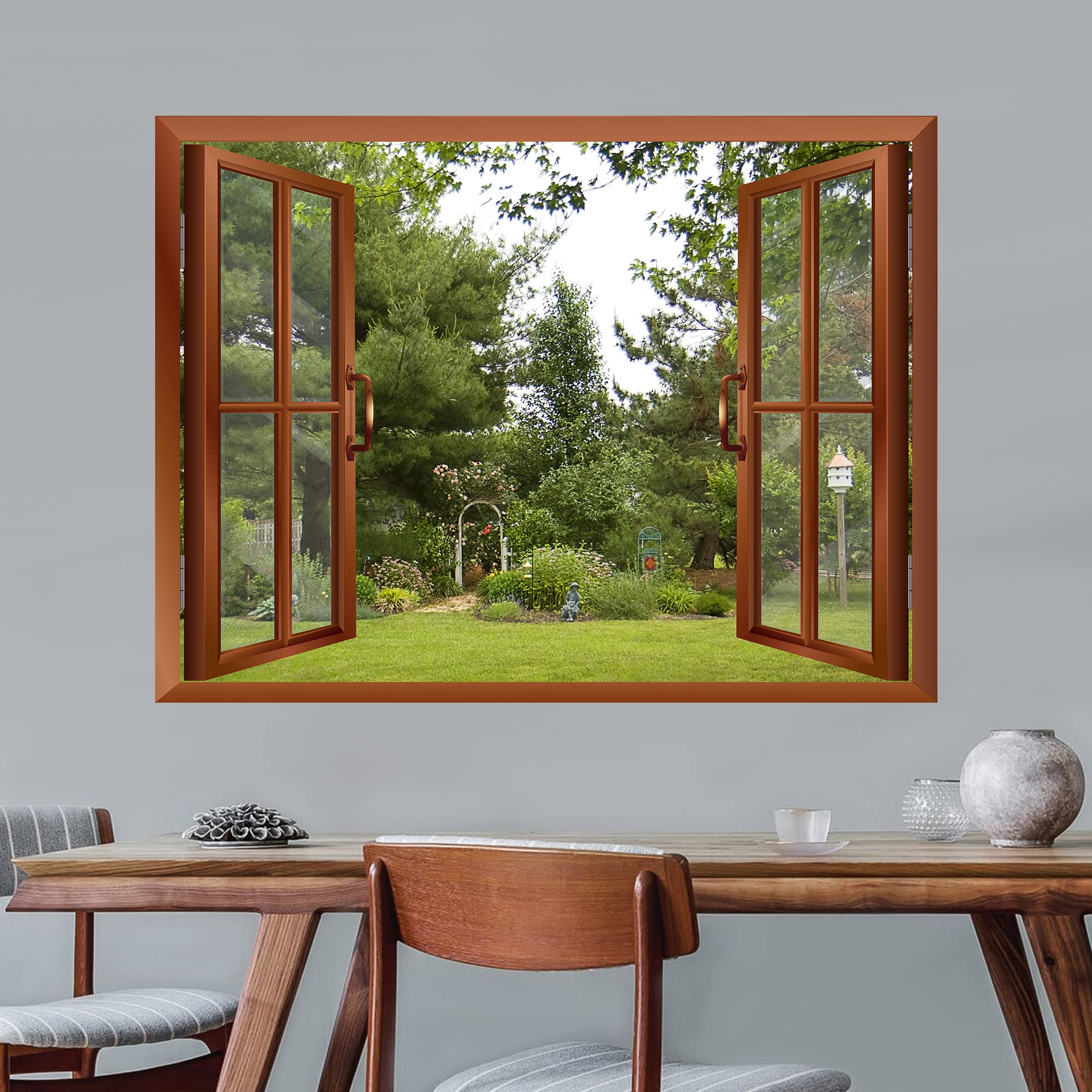 wall26 Beautiful Garden/Backyard View from Inside a Window Removable Wall Sticker/Wall Mural - 36"x48"