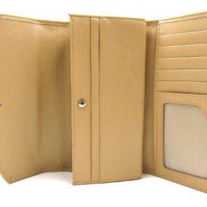 ArtsEye Peach Blossom Embossed Genuine Leather Trifold Wallet (Green)