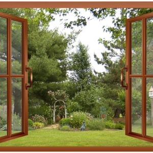 wall26 Beautiful Garden/Backyard View from Inside a Window Removable Wall Sticker/Wall Mural - 36"x48"