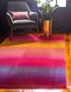 unique loom estrella collection, gradient, sunset, abstract, bright colors area rug, 9 x 12 ft, pink/gold