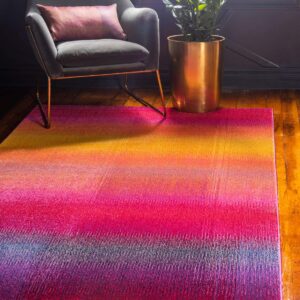 Unique Loom Estrella Collection, Gradient, Sunset, Abstract, Bright Colors Area Rug, 9 x 12 ft, Pink/Gold