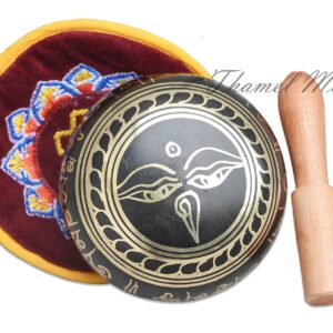 Meditation Om Mani Padme Hum Peace Wooden Striker & Cushion