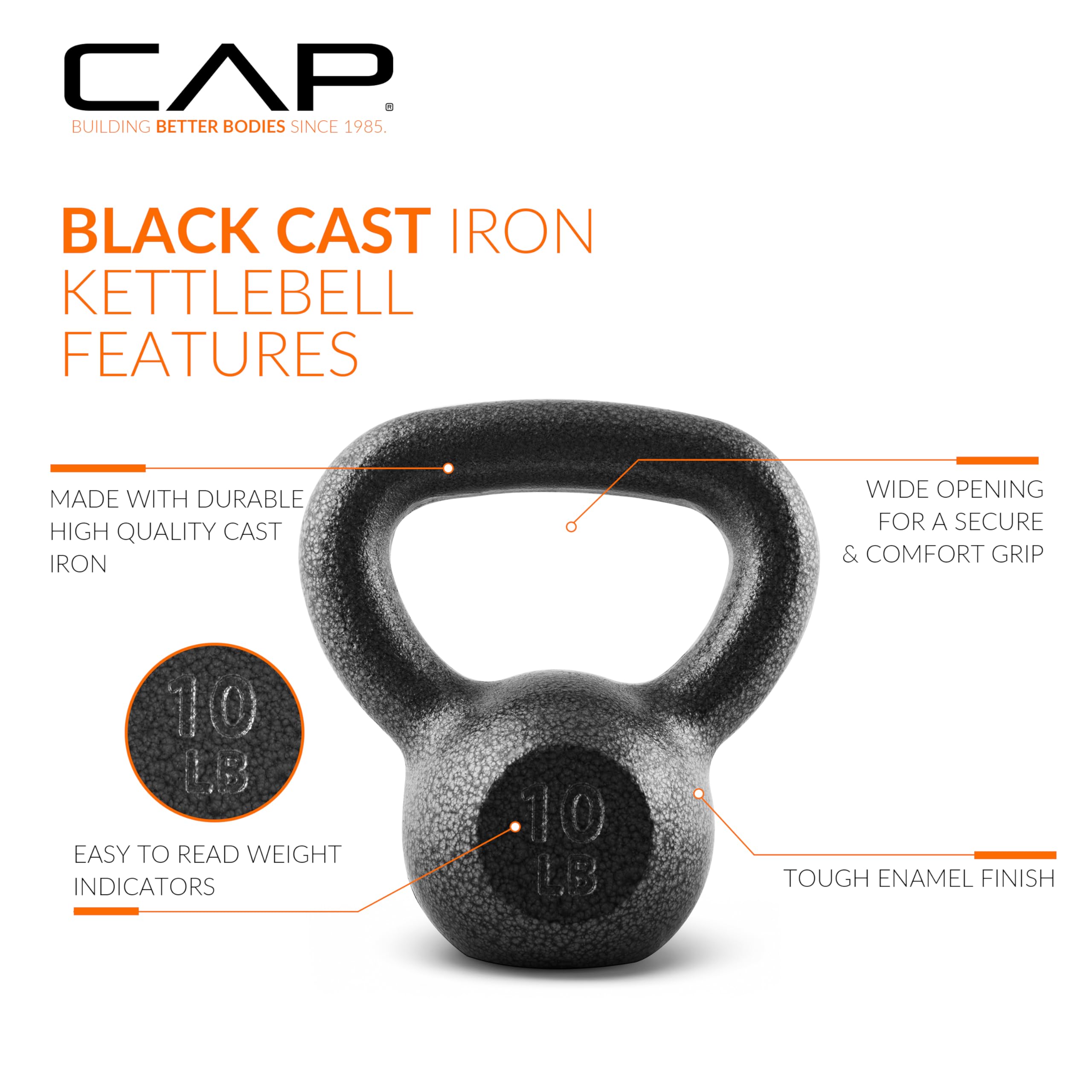 CAP Barbell Black Cast Iron Kettlebell | 30 Pounds