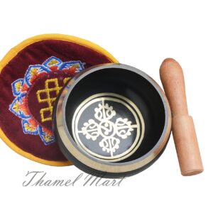 Meditation Om Mani Padme Hum Peace Wooden Striker & Cushion