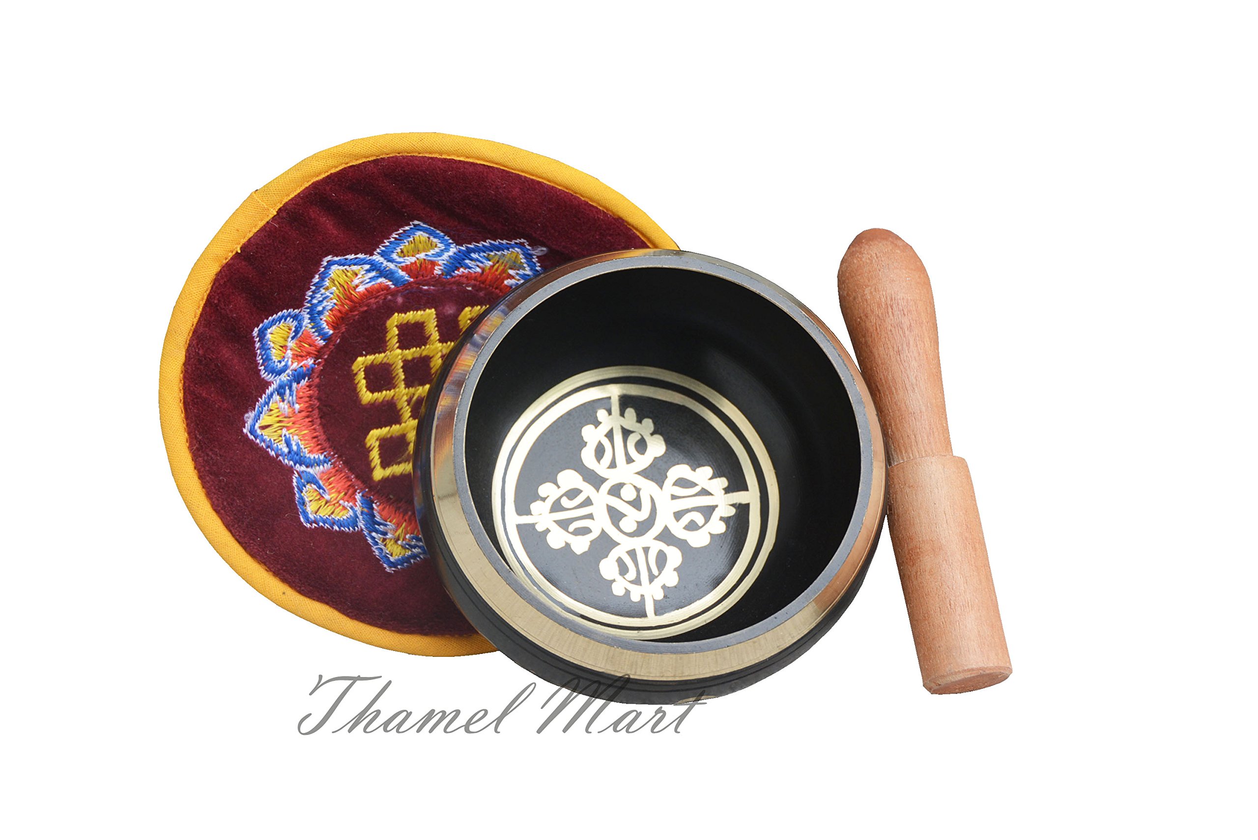 Meditation Om Mani Padme Hum Peace Wooden Striker & Cushion