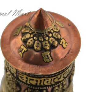 Table Top Copper Brass Tibetan Buddhist 8 Lucky Symbols Prayer Wheel