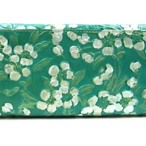 ArtsEye Peach Blossom Embossed Genuine Leather Trifold Wallet (Green)