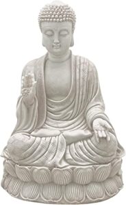 bellaa 23279 meditating buddha statue 12" inch lotus mudra sitting buda altar sculptures japanese zen garden decor figurines