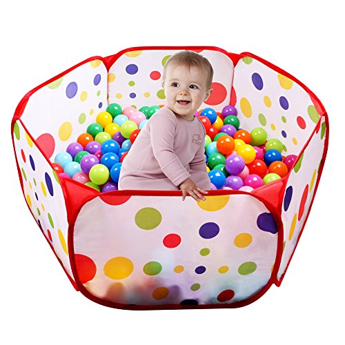 EocuSun Kids Ball Pit Large Pop Up Toddler Ball Pits Tent for Toddlers Girls Boys for Indoor Outdoor Baby Playpen w/Zipper Storage Bag, Balls Not Included (ARed)