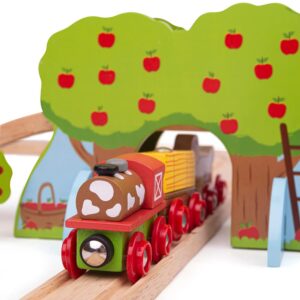 Bigjigs Rail, Farm Animals Wooden Train Set, Wooden Toys, 44 Piece Train Set, Wooden Train Track, Farm Toys, Wooden Toys for 3 Year Olds, Farm Set