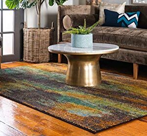 Unique Loom Jardin Collection Colorful, Vibrant, Abstract Watercolor Area Rug, 5' 1" x 8' Rectangle, Multi/Beige