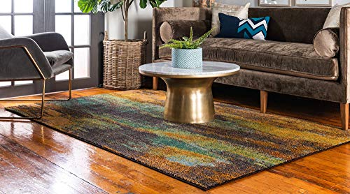 Unique Loom Jardin Collection Colorful, Vibrant, Abstract Watercolor Area Rug, 5' 1" x 8' Rectangle, Multi/Beige