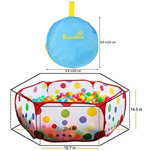 EocuSun Kids Ball Pit Large Pop Up Toddler Ball Pits Tent for Toddlers Girls Boys for Indoor Outdoor Baby Playpen w/Zipper Storage Bag, Balls Not Included (ARed)