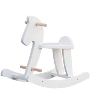 labebe - wooden rocking horse, baby wood ride on toys for 18 months up, white rocker toy for kid, toddler ride animal indoor/outdoor, boy&girl rocking animal, infant ride toy, christmas/birthday gift