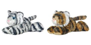 aurora bundle of 2 plush animals - 8" tanya tiger and shazam white tiger