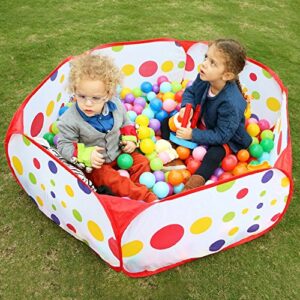 EocuSun Kids Ball Pit Large Pop Up Toddler Ball Pits Tent for Toddlers Girls Boys for Indoor Outdoor Baby Playpen w/Zipper Storage Bag, Balls Not Included (ARed)