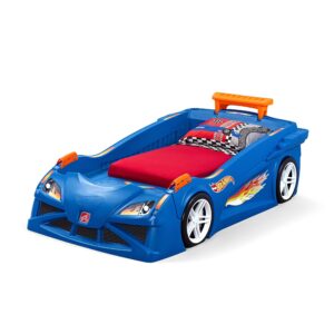 Step2 733538854691 Hot Wheels Toddler to Twin Bed with Lights Vehicle, Blue, Red, Orange