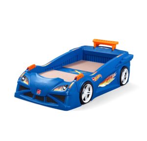 step2 733538854691 hot wheels toddler to twin bed with lights vehicle, blue, red, orange