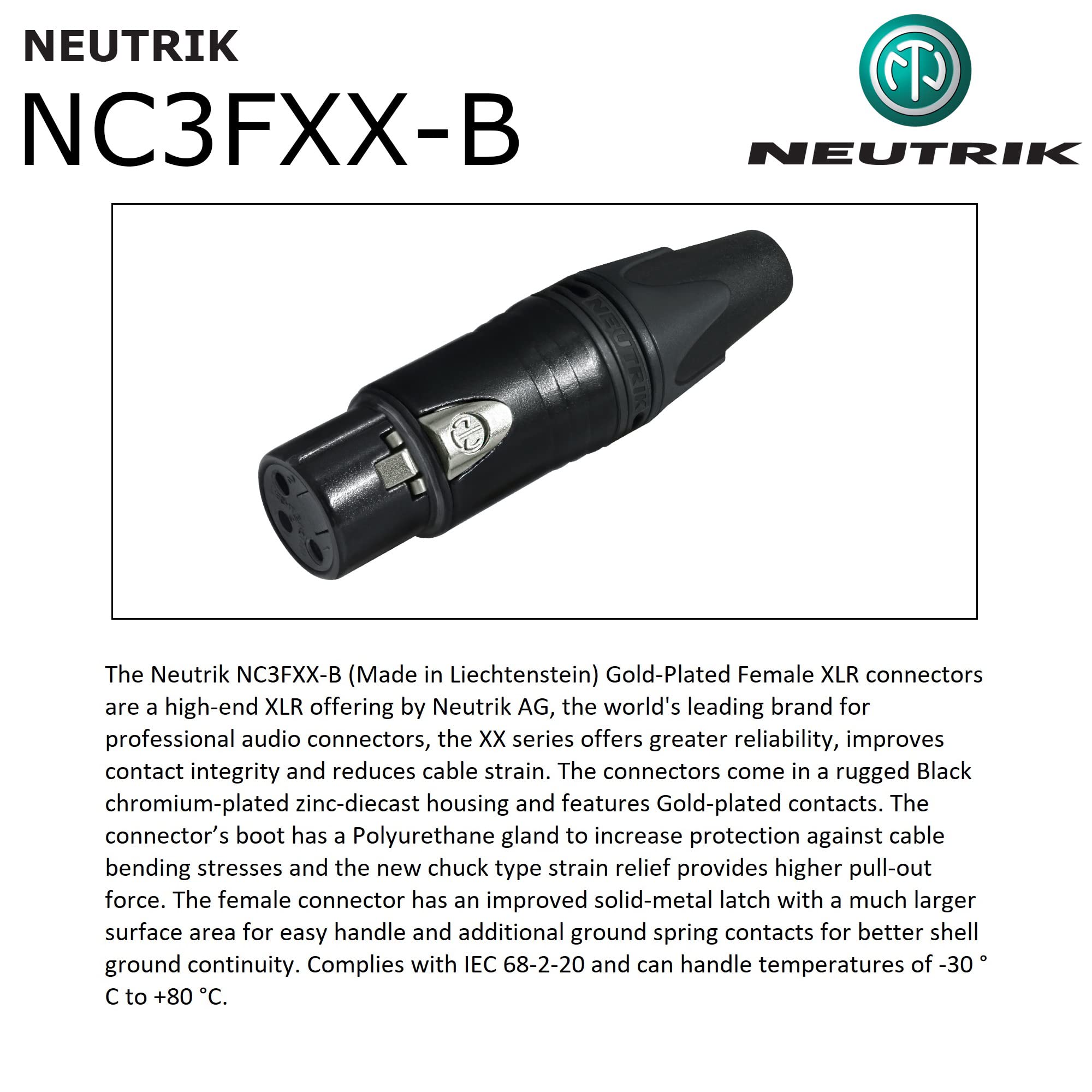 WORLDS BEST CABLES 2 Foot - Quad Balanced Patch Cable Custom Made Using Mogami 2534 Wire and Neutrik NC3MXX-B Male XLR & NP3X-B TRS Stereo Phone Plug.