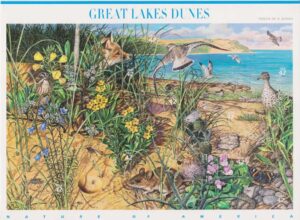 great lakes dunes (nature of america) full sheet of 10 x 42-cent postage stamps, usa 2008, scott 4352